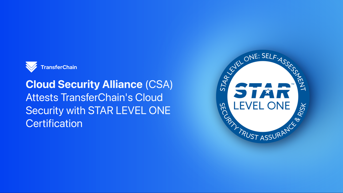 TransferChain Obtains CSA STAR (Level 1) Compliance TransferChain Obtains CSA STAR (Level 1) Compliance